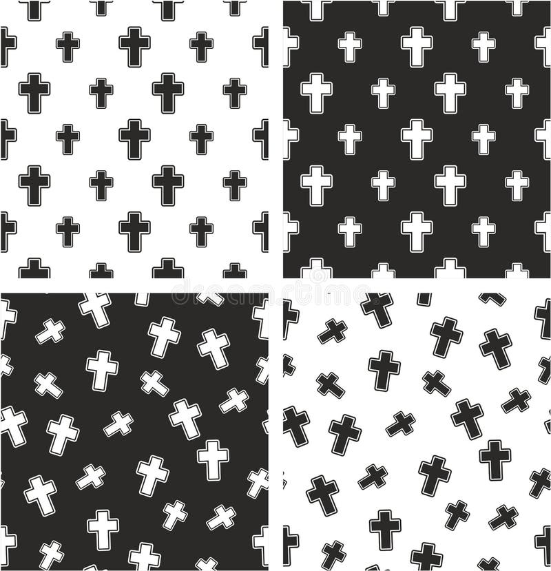 Christian Cross Big & Small Aligned & Random Seamless Pattern Set Stock ...