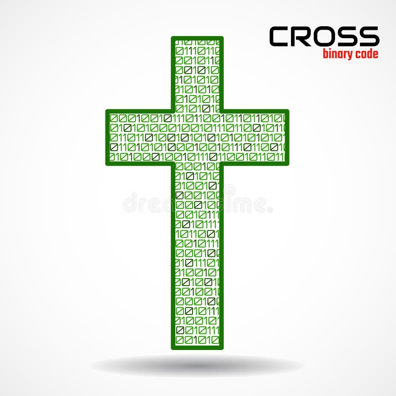 Christian Cross of Binary Code, Technology Logo Stock Vector ...