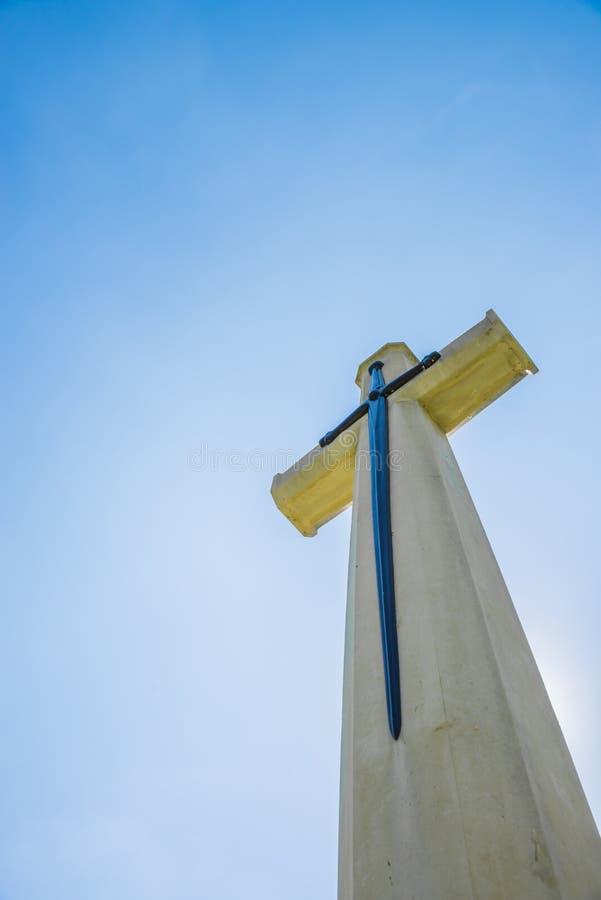 Christian Cross with Blue Clear Sky Stock Photo - Image of christianity ...