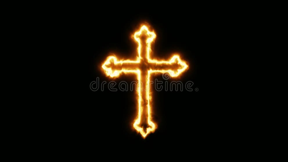 Christian Cross Burning on Fire Stock Image - Image of shape, burning ...