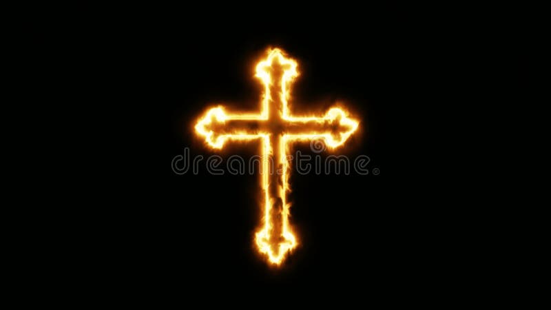 Christian Cross Burning on Fire Stock Illustration - Illustration of ...