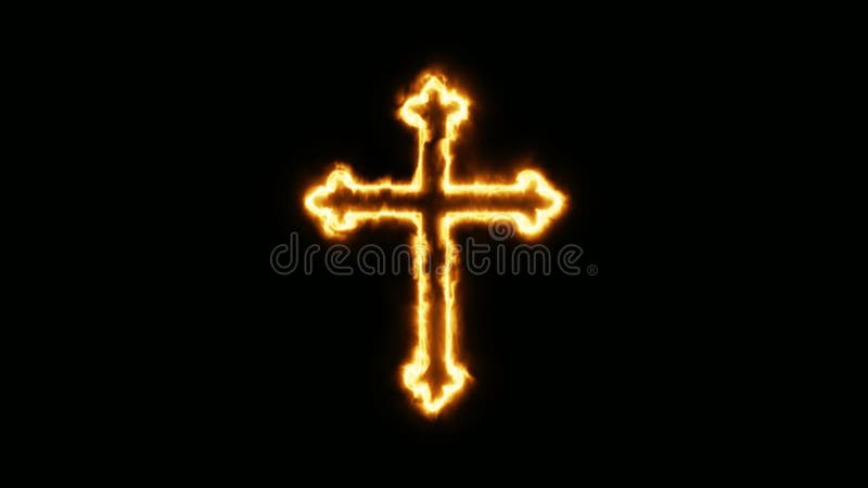 Christian Cross Burning on Fire.. Stock Illustration - Illustration of ...