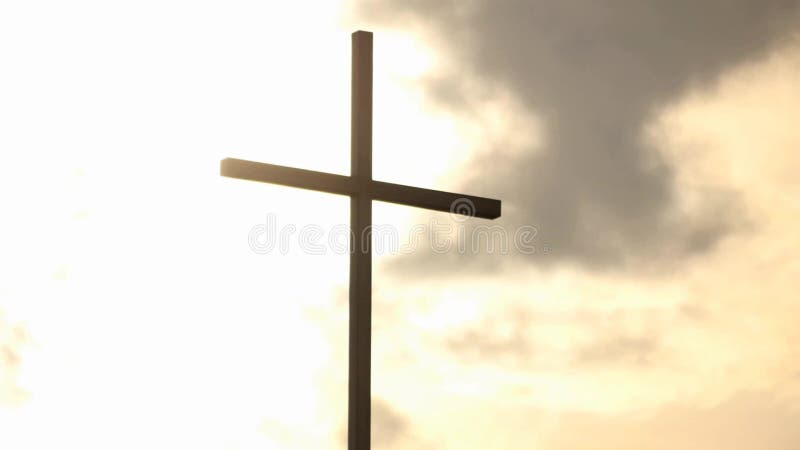 Christian Cross with Clouds and Sun Appearance Zoom Time Lapse Stock ...