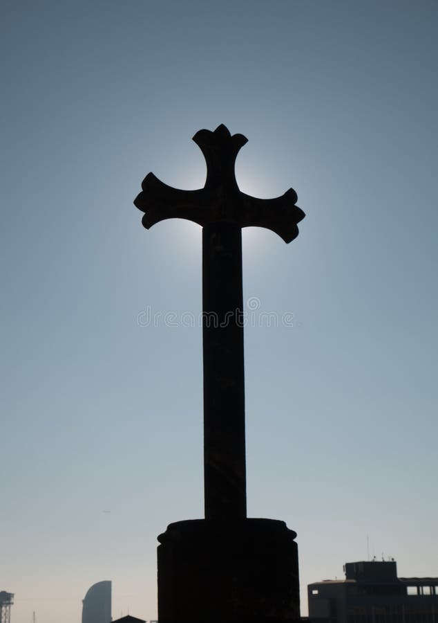 A Christian Cross Covering the Sun Stock Photo - Image of faith ...