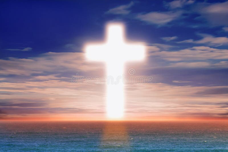 Christian Cross En El Medio Del Mar Foto de archivo - Imagen de santo ...