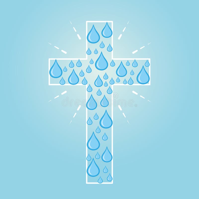 Christian Cross Filled with Water Drops, Concept of Baptism Stock ...