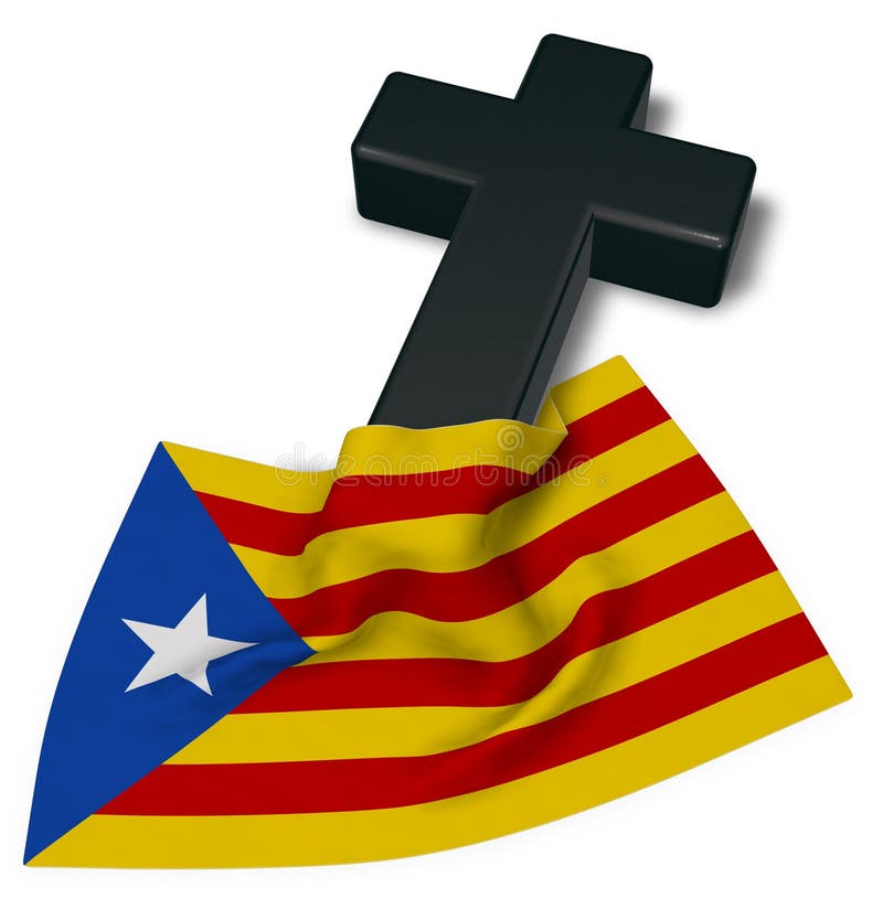 Christian Cross and Flag of Catalonia Stock Illustration - Illustration ...