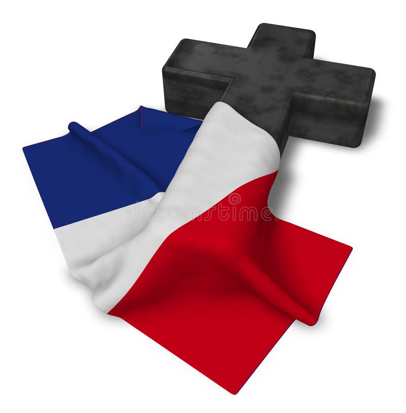 Christian Cross and Flag of France Stock Illustration - Illustration of ...