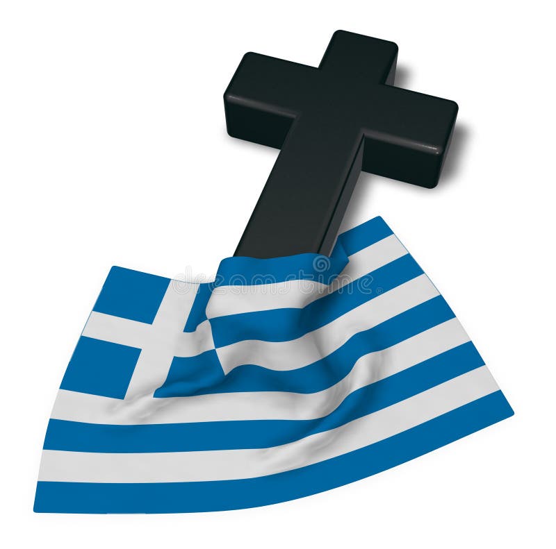 Christian Cross and Flag of Greece Stock Illustration - Illustration of ...
