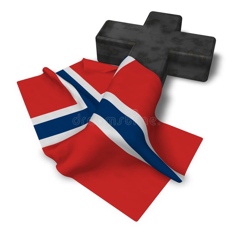 Christian Cross and Flag of Norway Stock Illustration - Illustration of ...