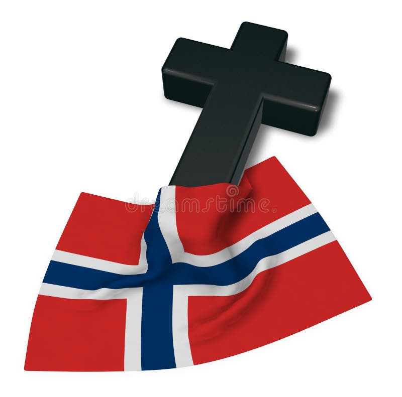 Christian Cross and Flag of Norway Stock Illustration - Illustration of ...