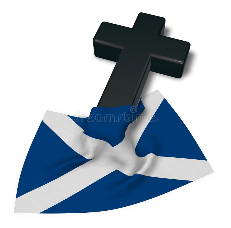 Christian Cross and Flag of Scotland Stock Illustration - Illustration ...