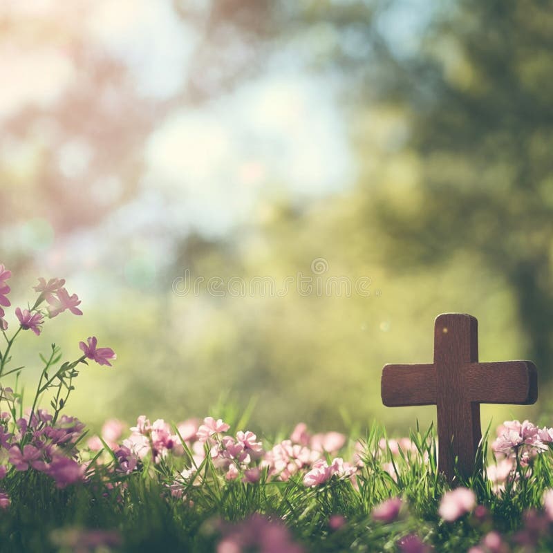 Christian Cross in a Garden of Spring Flowers Stock Illustration ...