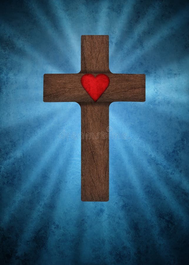 Christian cross with heart stock photo. Image of belief - 50302766