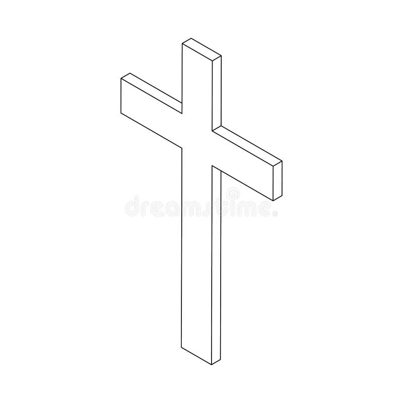 Christian Cross Icon, Isometric 3d Stock Vector - Illustration of ...