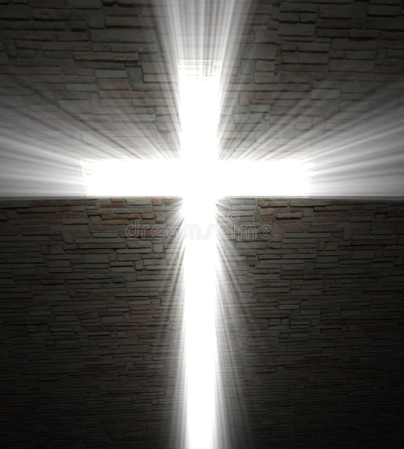 Christian cross of light stock illustration. Illustration of pray ...
