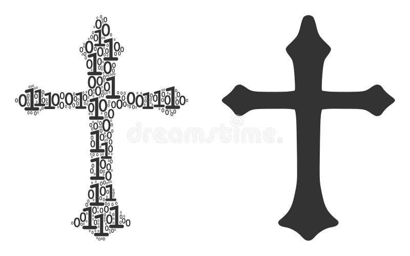 Christian Cross Mosaic of Binary Digits Stock Vector - Illustration of ...