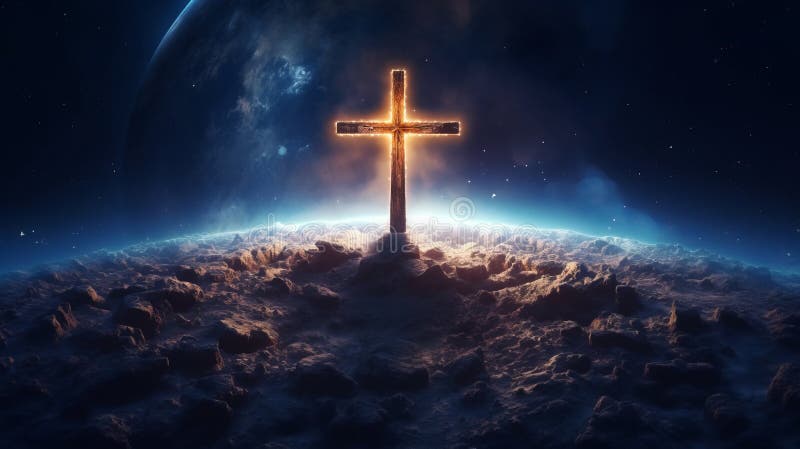 Christian Cross Outer Space Beautiful Image. Generative AI Stock ...