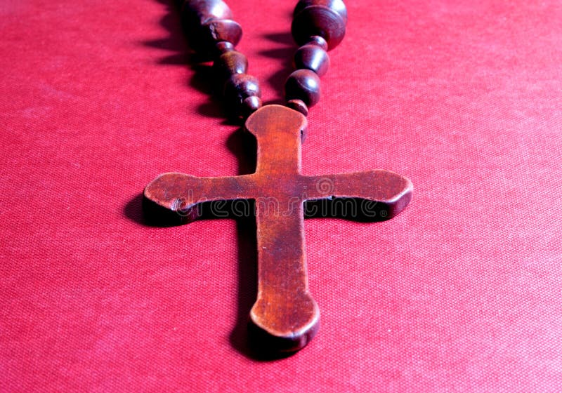 Christian Cross on Red Cardboard Stock Photo - Image of wooden ...