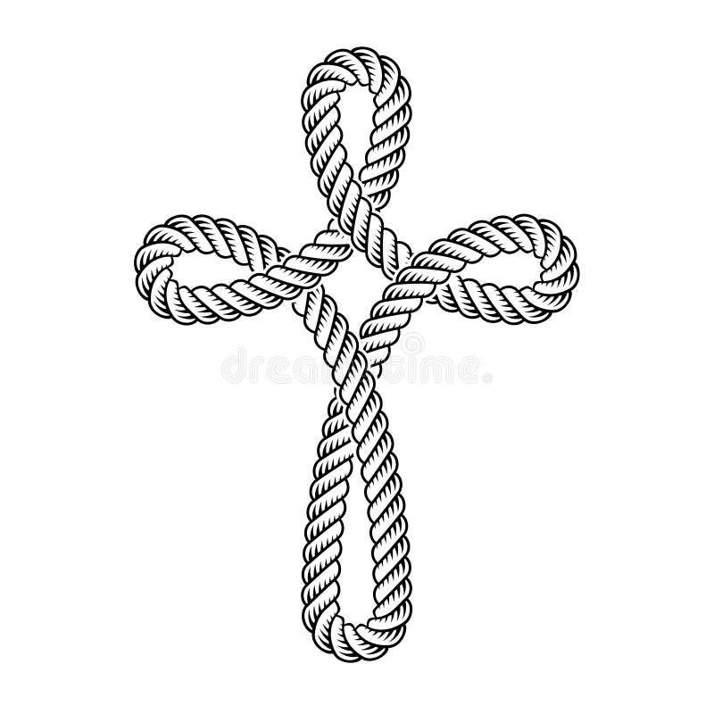 Christian Cross Rope Symbol Stock Vector - Illustration of ornate ...