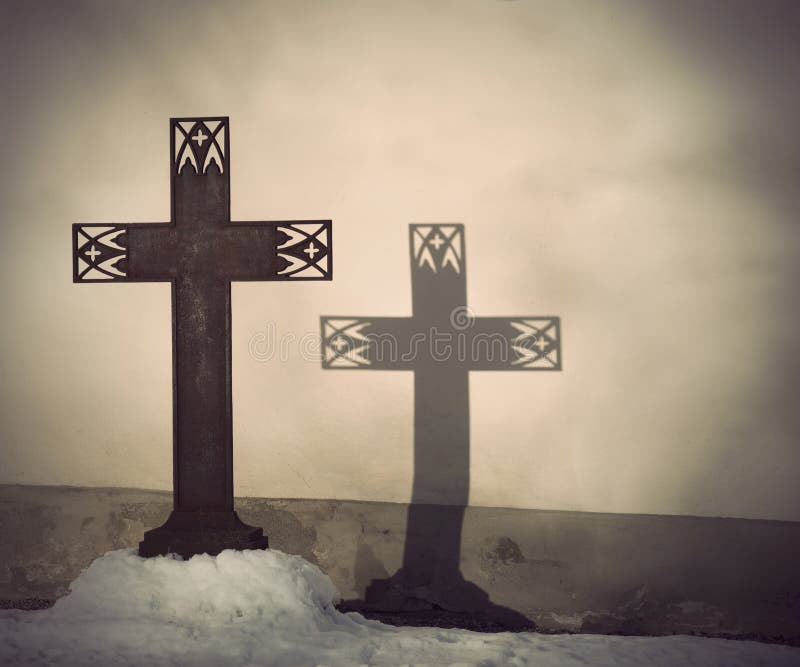 Christian cross stock image. Image of metal, snow, religious - 49971737