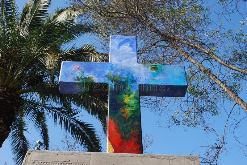 Christian Cross at San Cristobal Hill in Chile Stock Image - Image of ...