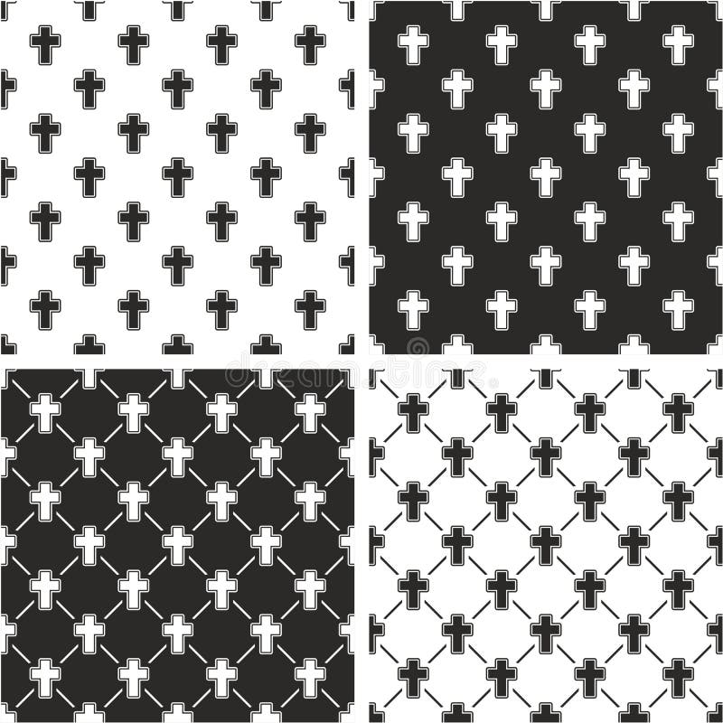 Christian Cross Seamless Pattern Set Illustration de Vecteur ...