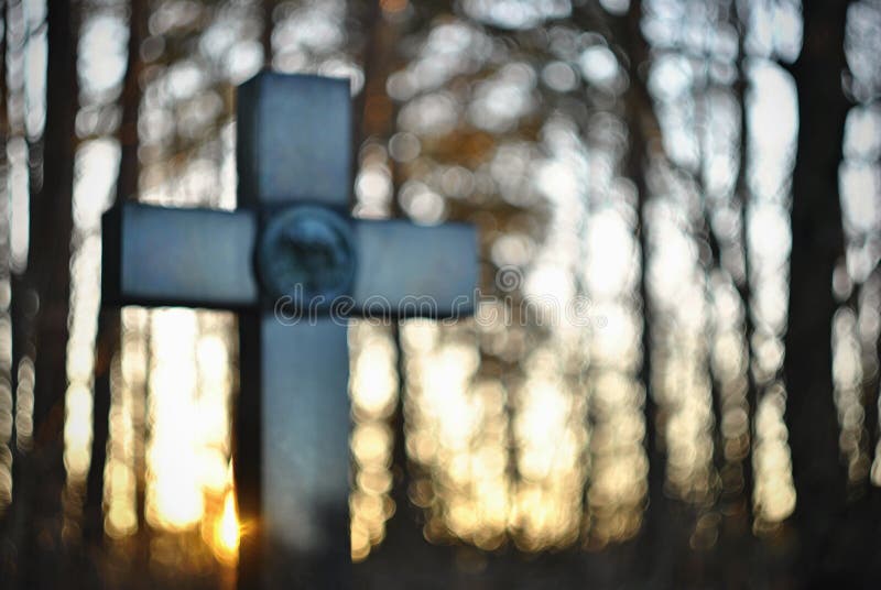 Christian Cross and Setting Sun Abstraction Stock Photo - Image of ...
