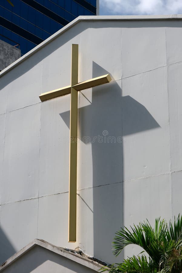 Christian Cross with Shadow Projection Stock Photo - Image of sign ...