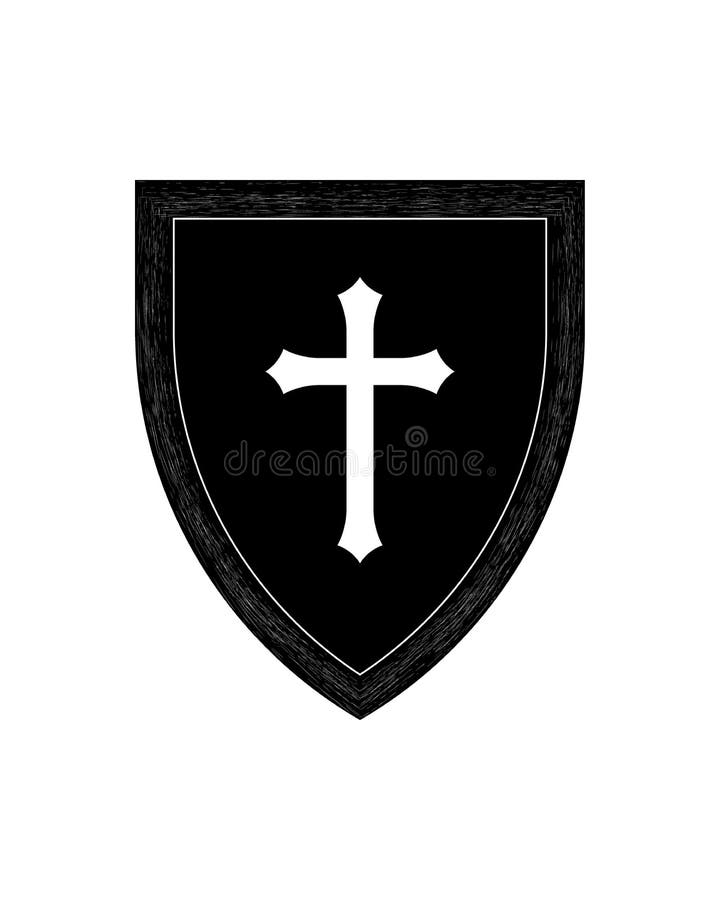 Christian Cross And Shield Of Faith Church Logo Religious Symbol
