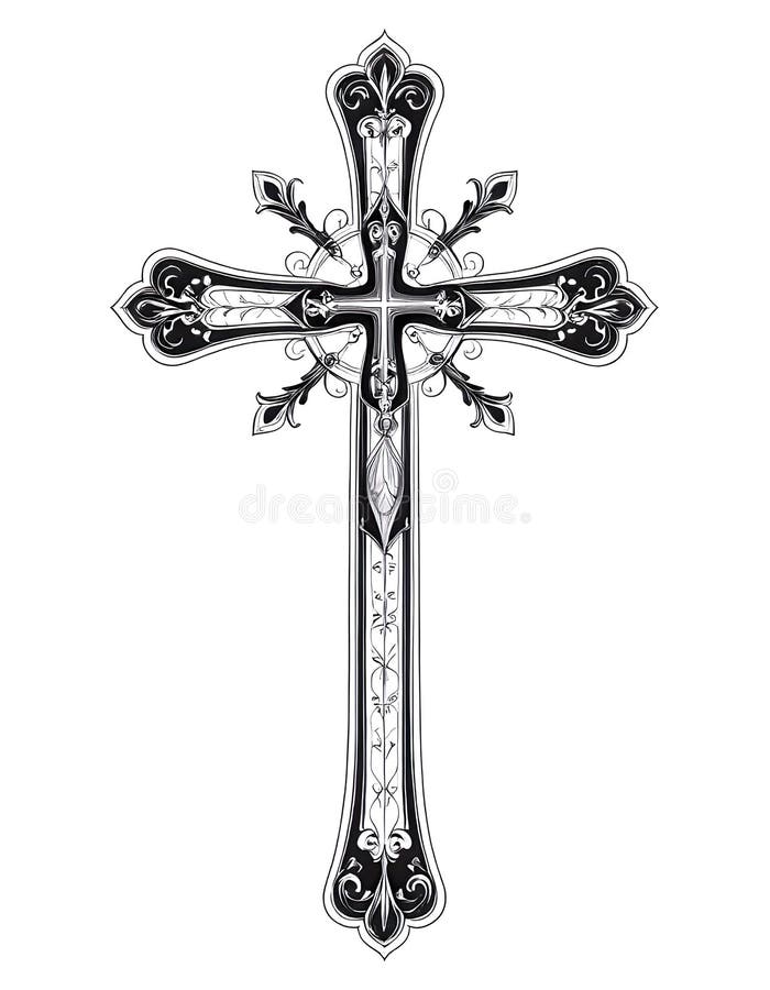 Christian Cross Sketch Art Background Stock Illustration - Illustration ...