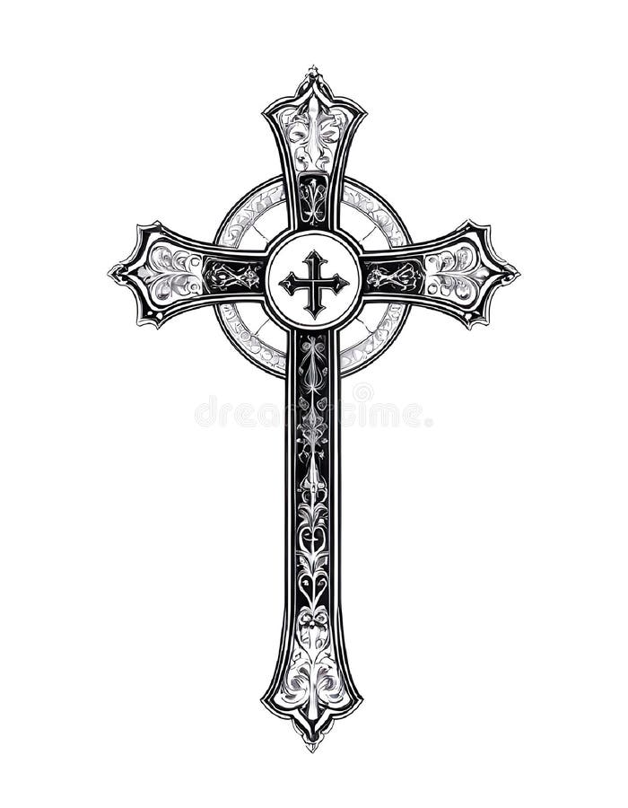 Christian Cross Sketch Art Background Stock Illustration - Illustration ...