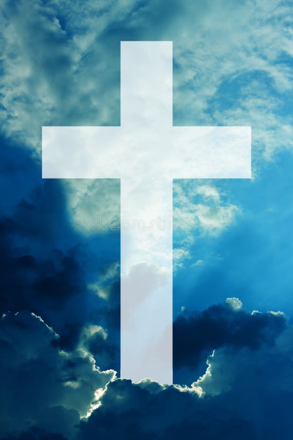 Heaven - Blue Sky, Clouds, Cross Stock Illustration - Illustration of ...