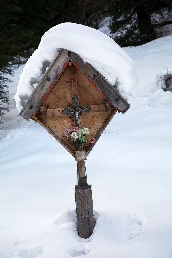 Christian Cross among the Snow Stock Image - Image of italy ...