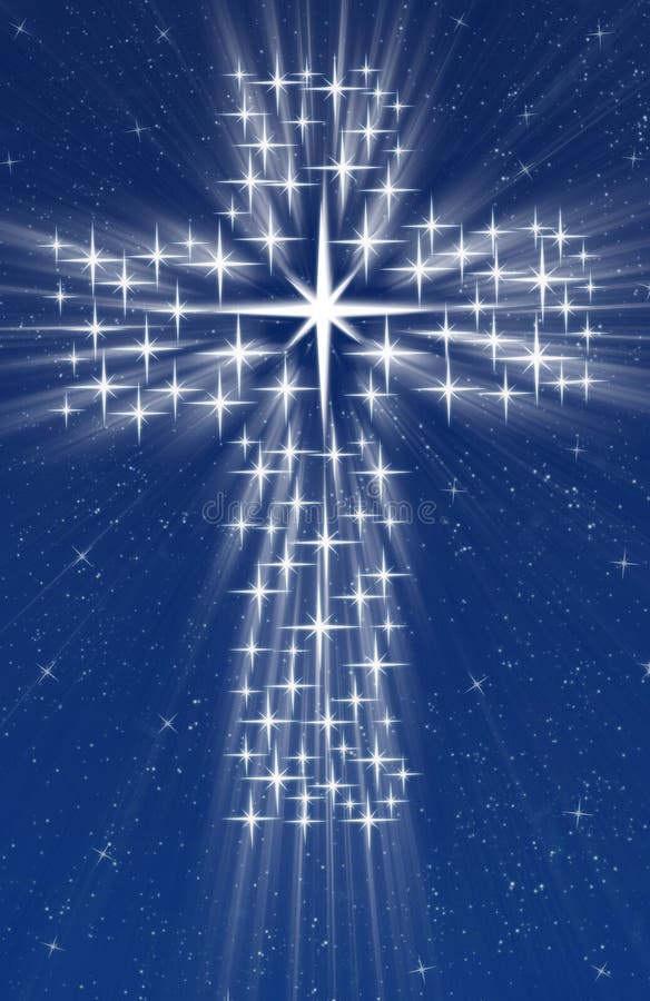 Christian cross in stars stock illustration. Illustration of starfield ...