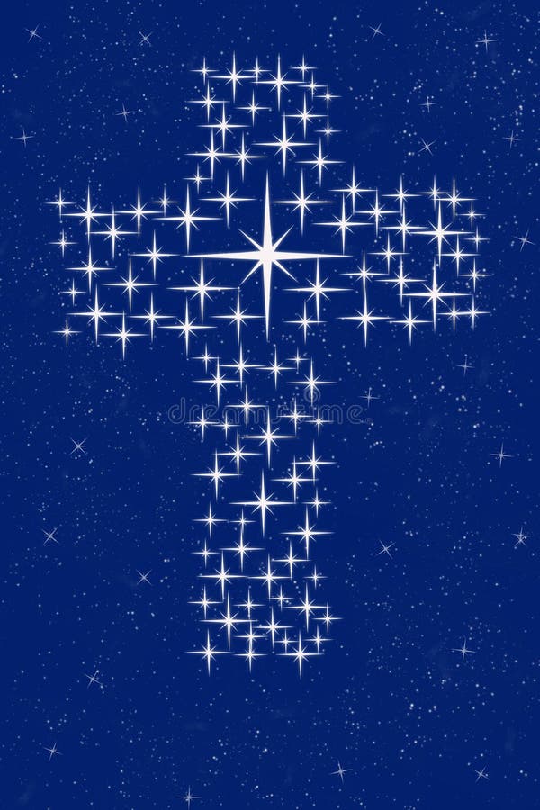 Christian cross in stars stock illustration. Illustration of crucifix ...