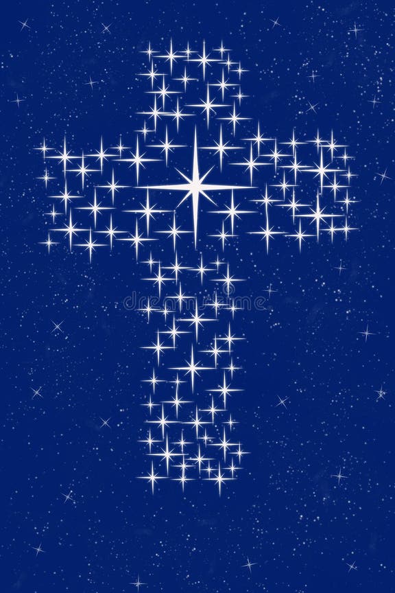 Christian cross in stars stock illustration. Illustration of crucifix ...