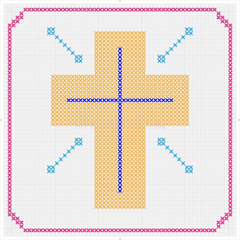 Christian Cross Stitch Pattern Stock Vector - Illustration of needle ...