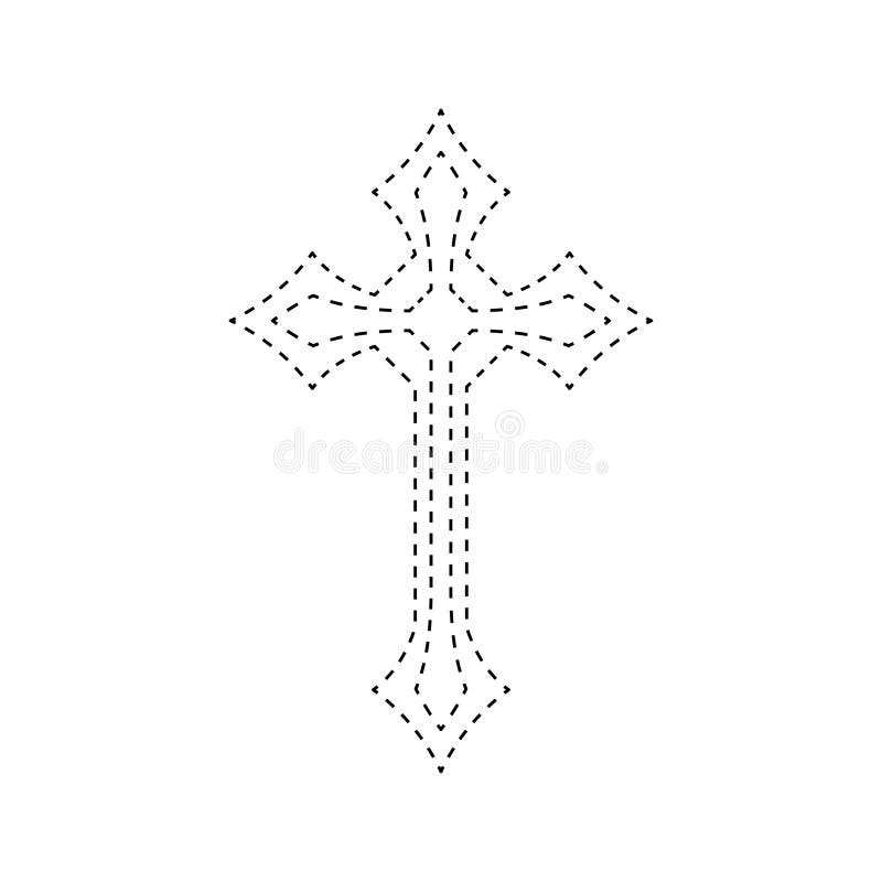 Christian Cross Tracing Worksheet for Kids Stock Vector - Illustration ...