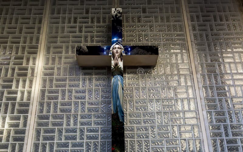 Christian Cross on the Wall Stock Photo - Image of mary, wall: 106510146