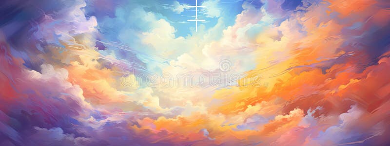Christian Easter. Conceptual Religious Symbol on a Colorful Sky at ...