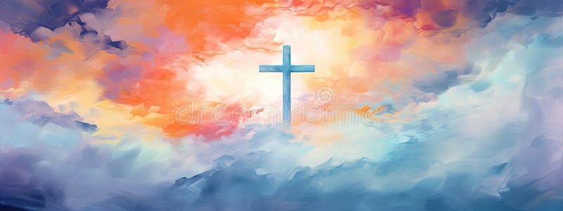 Christian Easter. Conceptual Religious Symbol on a Colorful Sky at ...