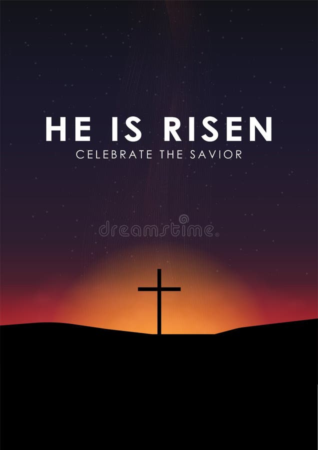 Christian Easter Scene, Saviour Cross on Dramatic Sunrise Scene, with ...
