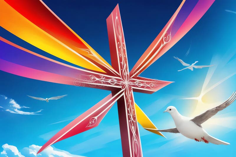 Christian Easter Symbol at Sunset .AI Generated Stock Illustration ...