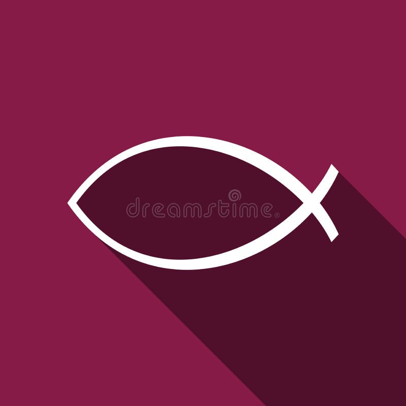 Christian Fish Icon with Long Shadow. Stock Vector - Illustration of ...