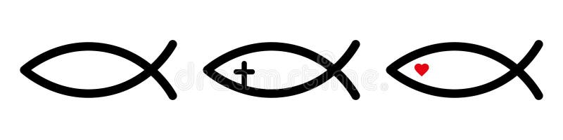 Christian Fish Icon Set Basic Simple Design. Stock Illustration ...
