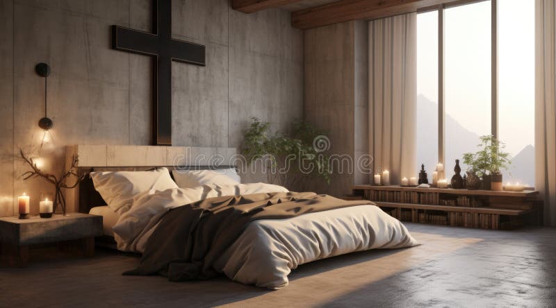 Christian Home Interior. Interior of Modern Bedroom with Christian ...