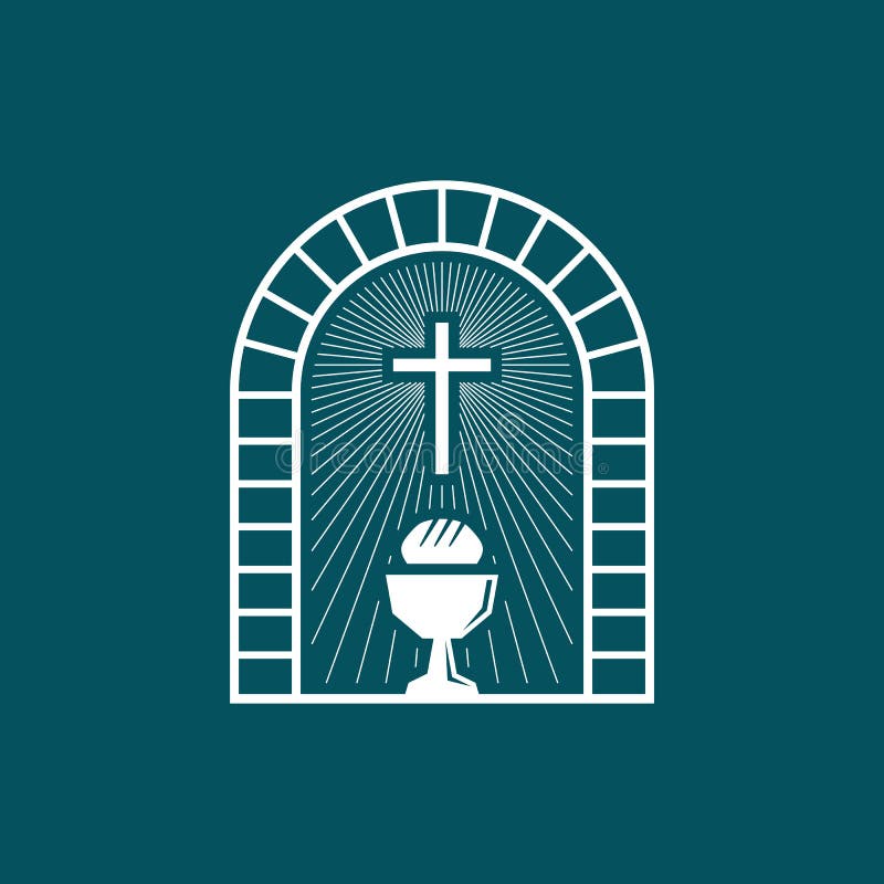 Christian Illustration. Cross, Holy Chalice and Bread Stock Vector ...