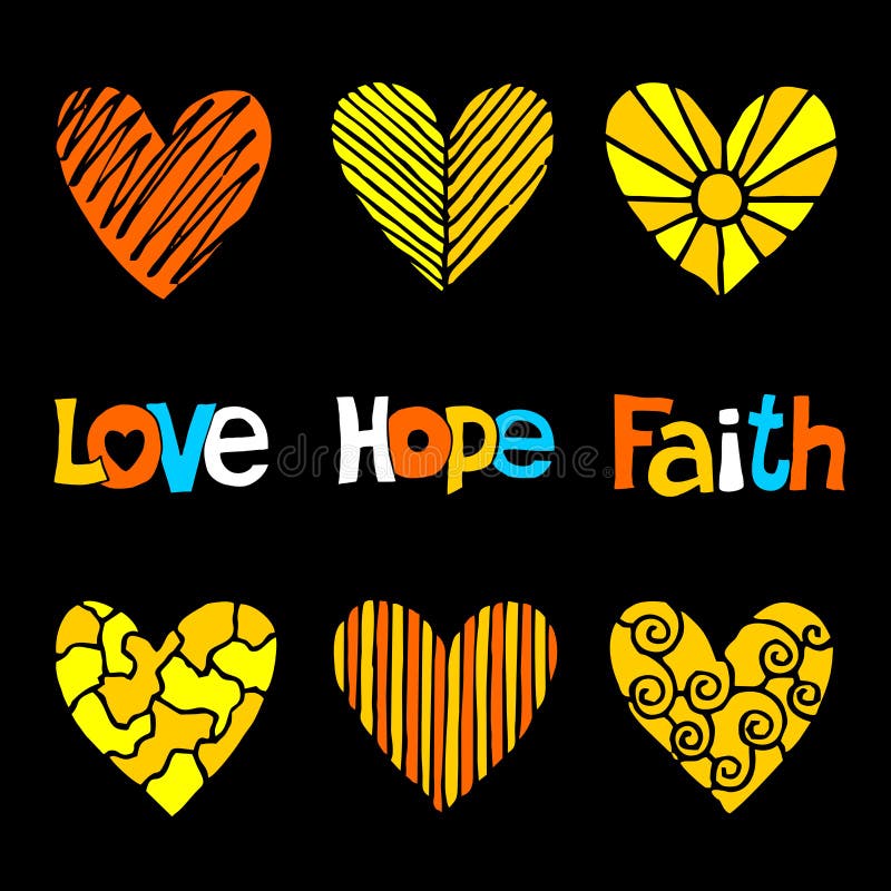 Christian Inscriptions and Hearts Drawn by Hand. Biblical Vector ...