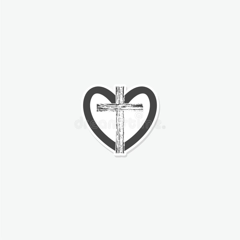 Christian Logo Heart with a Cross Sticker Icon Stock Vector ... Christian Logo Heart with a Cross Sticker Icon Stock Vector ...